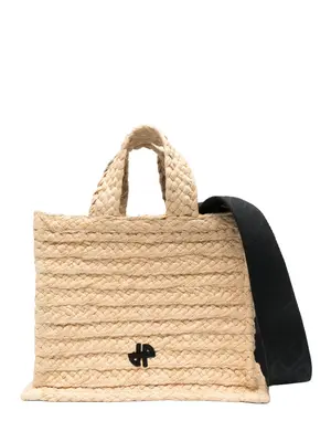 Patou Small Jp Raffia Tote Bag - Neutrals