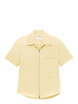 COURREGES Logo-appliqué Twill Shirt - Neutrals