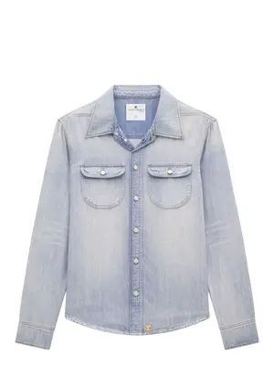 COURREGES Logo-appliqué Denim Shirt - Blue