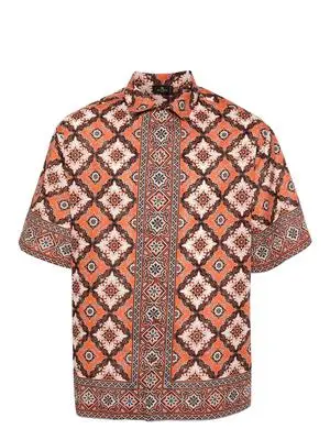 Etro Mosaic-print Cotton Shirt - Orange