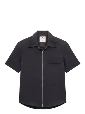 COURREGES Logo-appliqué Twill Shirt - Black