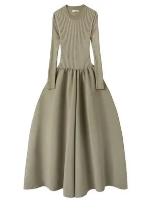JIL SANDER Ribbed-knit Flared Dress