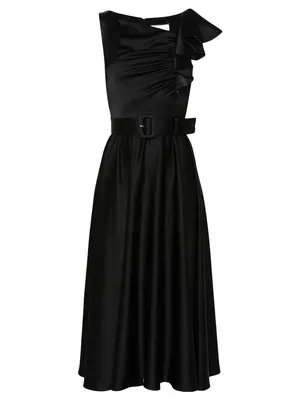 NISSA Belted Midi Dress - Black