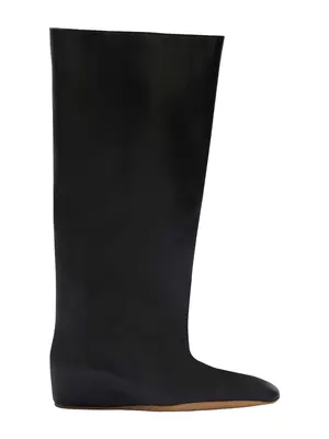 JIL SANDER Leather Knee High Boots - Black