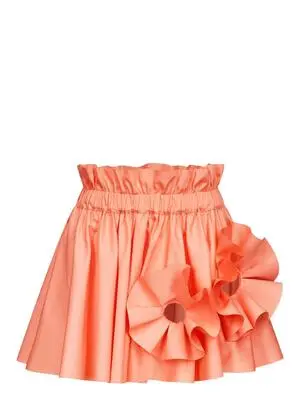 AREA AREA Ruffled Floral Appliqué Mini Skirt