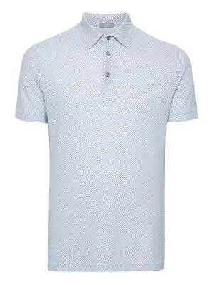 ZANONE Geometric-print Polo Shirt - Blue