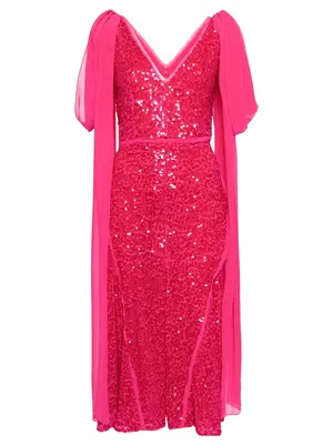 Erdem Drape-shoulder Sequin Midi Dress - Pink