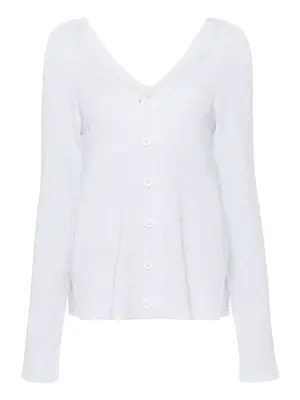 Fabiana Filippi Lurex Detailed Ribbed Knit Cardigan - White