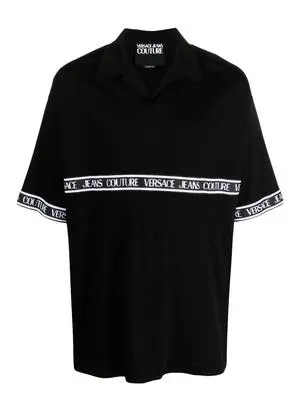 Versace Logo-tape Cotton Polo Shirt - Black
