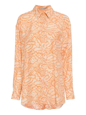 Stella McCartney Cloud-print Silk Shirt - Orange