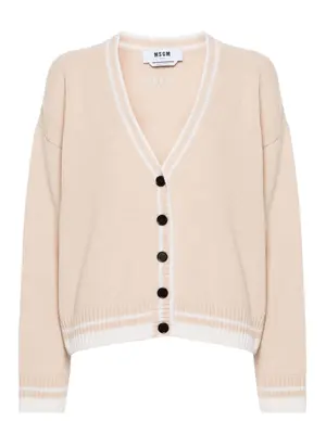 MSGM Embroidered-logo Cardigan - Neutrals