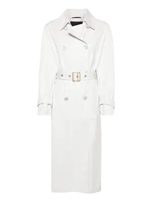 MOORER Twill Double-breasted Trench Coat - White