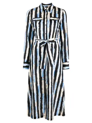 Pinko Assente Striped Cotton Shirt Dress - Blue