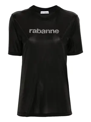 Rabanne Logo-embellished Jersey T-shirt - Black
