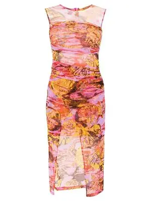 Pinko Sea-print Midi Dress - Pink