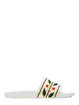 Casablanca Embroidered Terry Slides - White