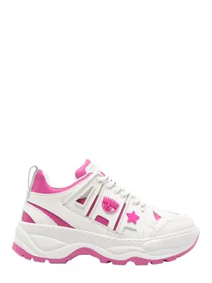 CHIARA FERRAGNI Logo-appliqué Leather Sneakers - White