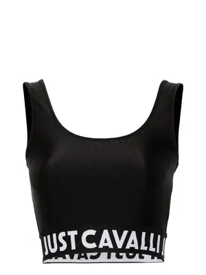 Just Cavalli Logo-waistband Cropped Top - Black