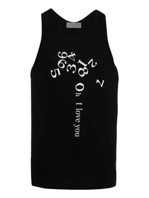 Yohji Yamamoto Numbers-print Cotton Tank Top - Black