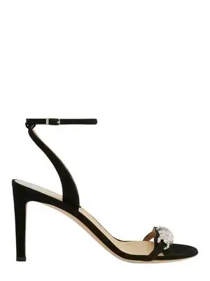 GIUSEPPE ZANOTTI 85mm Thais Crystal-embellished Suede Sandals - Black