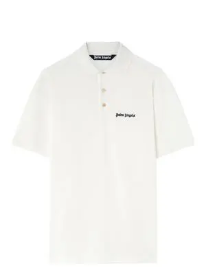 Palm Angels Logo-print Cotton Polo Shirt - White