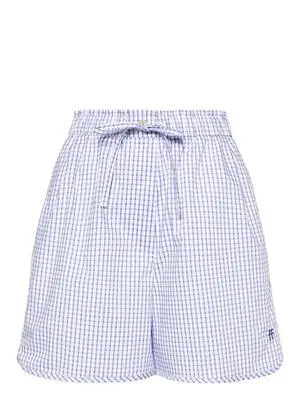 FORTE_FORTE Gingham-check Cotton Shorts - White