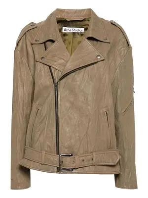 Acne Studios Crinkled-finish Biker Jacket - Brown