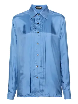 TOM FORD Pleated Satin Shirt - Blue
