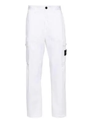 Stone Island Straight-Leg Cotton Trousers White