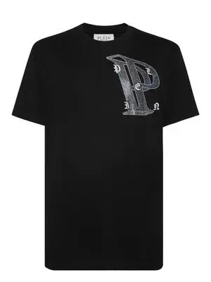 Philipp Plein Rhinestone-embellished Cotton T-shirt - Black
