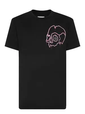 Philipp Plein Dripping Skull Cotton T-shirt - Black