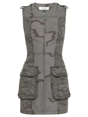 MARINE SERRE Regenerated Camouflage Mini Dress - Grey