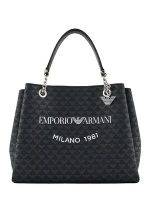 Emporio Armani Milano 1981 Logo-print Tote - Black