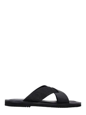 Emporio Armani Logo-strap Leather Sandals - Black