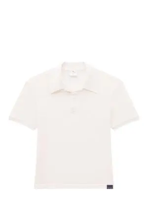 COURREGES Ac Logo-appliqué Mesh Polo Shirt - Neutrals