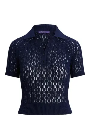 Ralph Lauren Semi-sheer Silk Polo Shirt - Blue