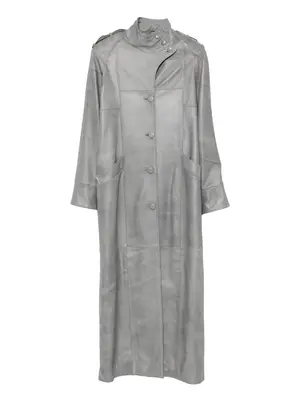 MANOKHI Kylen Leather Trench Coat - Grey