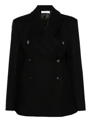 Co Notched-lapel Double-breasted Blazer - Black