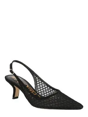 Sam Edelman Sam Edelman Bianka Slingback Mesh Pointed Toe Pump Black/ Black