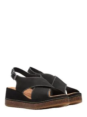 Clarks Kassanda Step Wedge Sandal - Black Nubuck