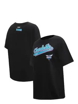 PRO STANDARD Charlotte Hornets Script Boyfriend T-shirt - Black