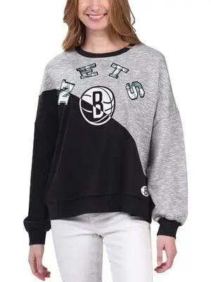 G-III 4HER BY CARL BANKS Brooklyn Nets Split Pullover Sweatshirt - Black