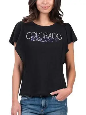 G-III 4HER BY CARL BANKS Colorado Rockies Crowd Wave T-shirt - Black