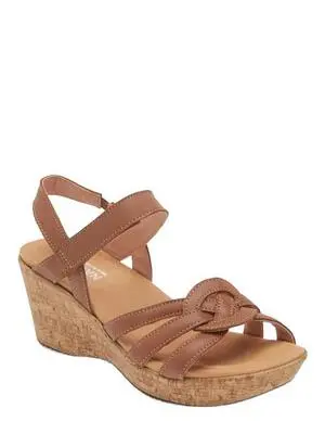 Naot Tropical Platform Wedge Sandals - Caramel Leather