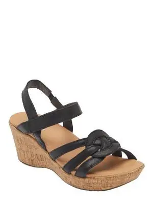 Naot Tropical Platform Wedge Sandals - Soft Black Leather