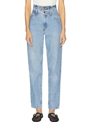 ALIGRACE Vintage Double Waist Jeans - Light Medium Wash