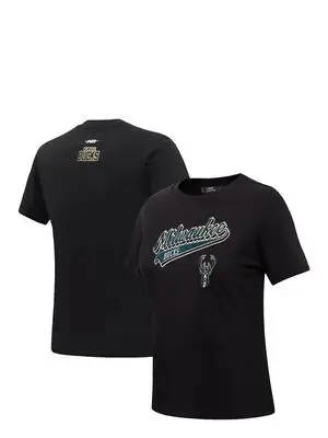 PRO STANDARD Milwaukee Bucks Script Boyfriend T-shirt - Black