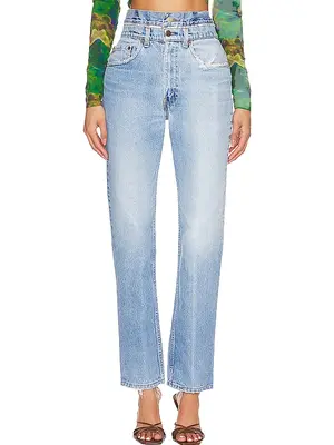 ALIGRACE Vintage Double Waist Jeans - Light Medium Wash