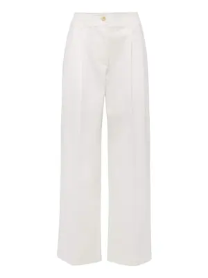 TOTEME High-rise Wide-leg Twill Pants - White