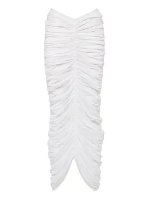 Khaite Laure Ruched Maxi Skirt - White